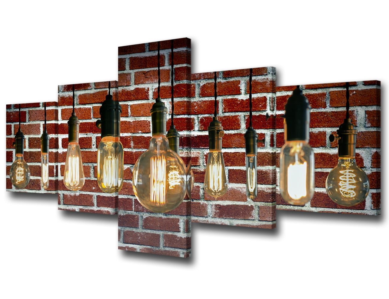 TISHIRON 5PCS Framed Canvas Wall Art Set,50"x24" Filament Light Bulbs ...