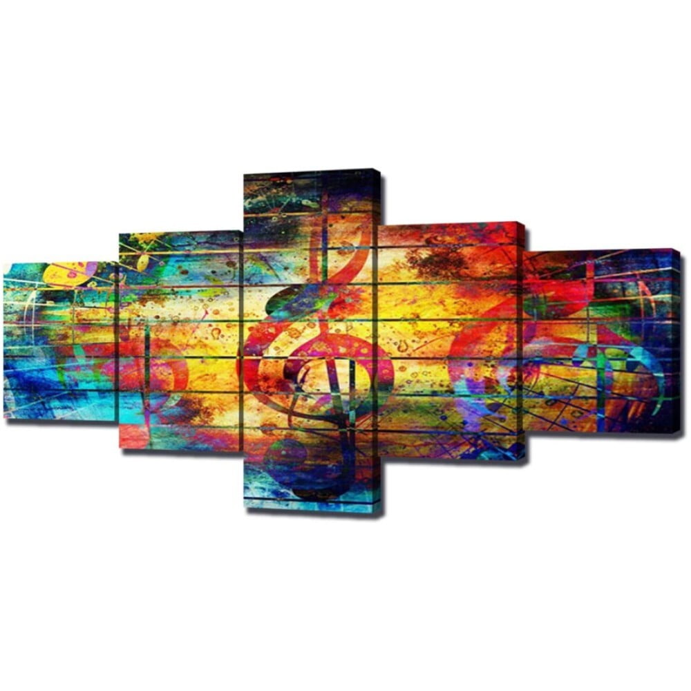 TISHIRON 5PCS Framed Canvas Wall Art Set,50"x24" Musical Notes Canvas ...