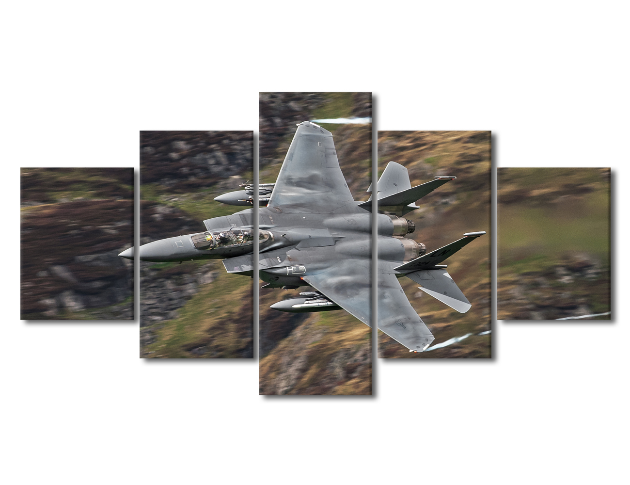 TISHIRON 5PCS Framed Canvas Wall Art Set,60"x32" F-15 Eagle Fighter Jet ...