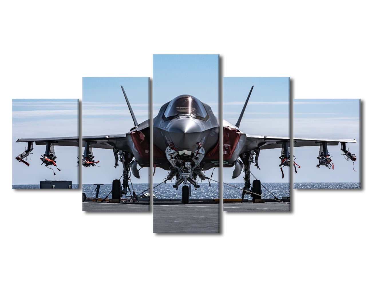 TISHIRON 5PCS Framed Canvas Wall Art Set,60"x32" F-35 Fighter Jet ...