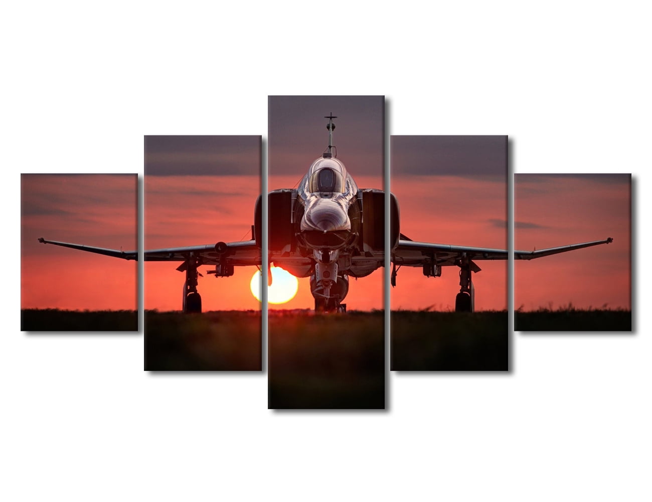 TISHIRON 5PCS Framed Canvas Wall Art Set,60"x32" F-4 Phantom Airplane ...