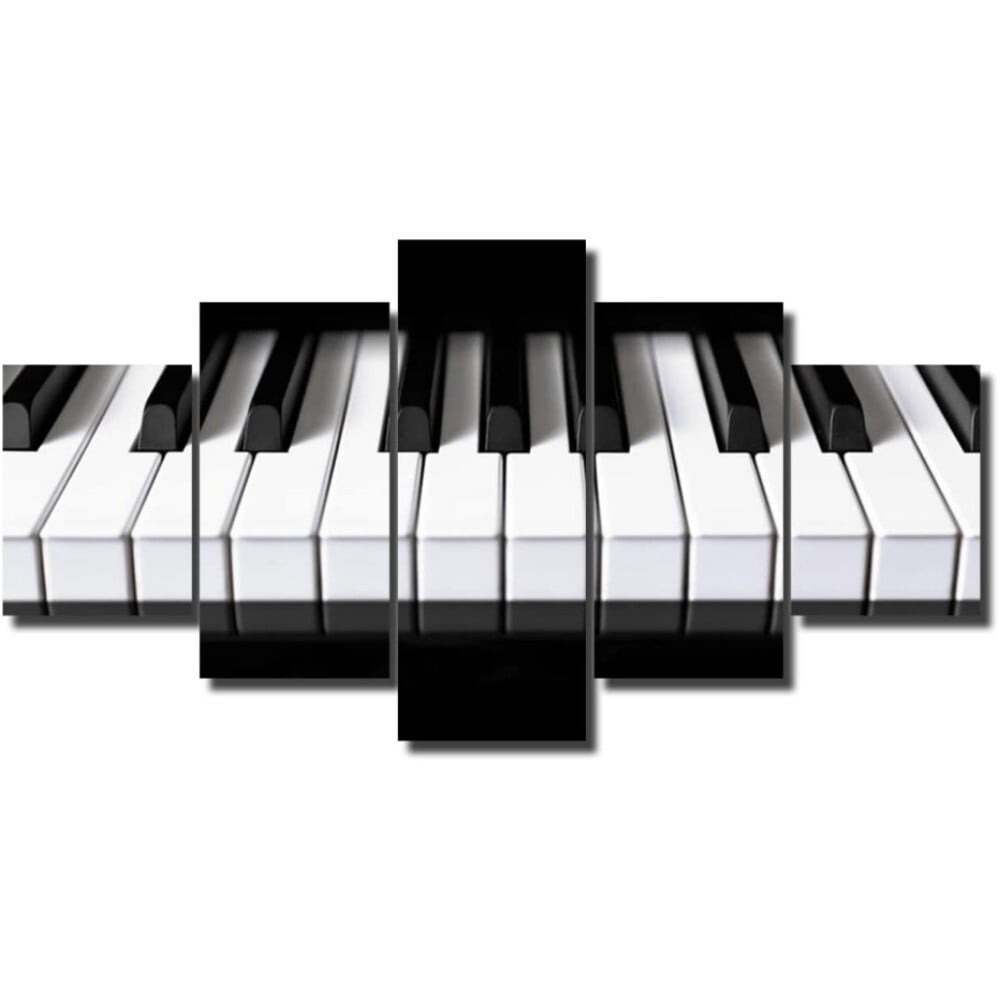 TISHIRON 5PCS Framed Canvas Wall Art Set,60"x32" Piano Keyboard Canvas ...