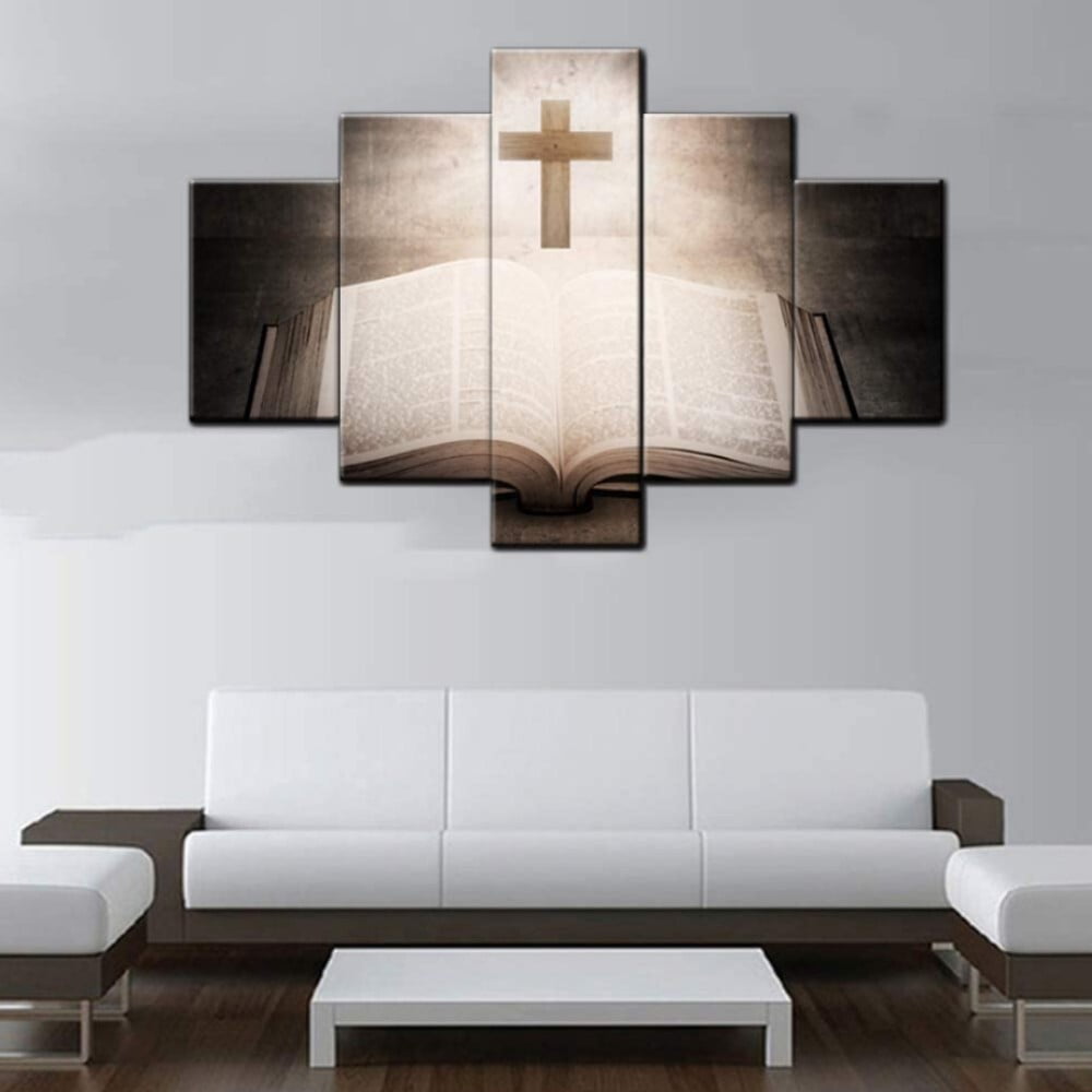 TISHIRON 5PCS Framed Canvas Wall Art Set,60"x32" Sunshine Christian ...