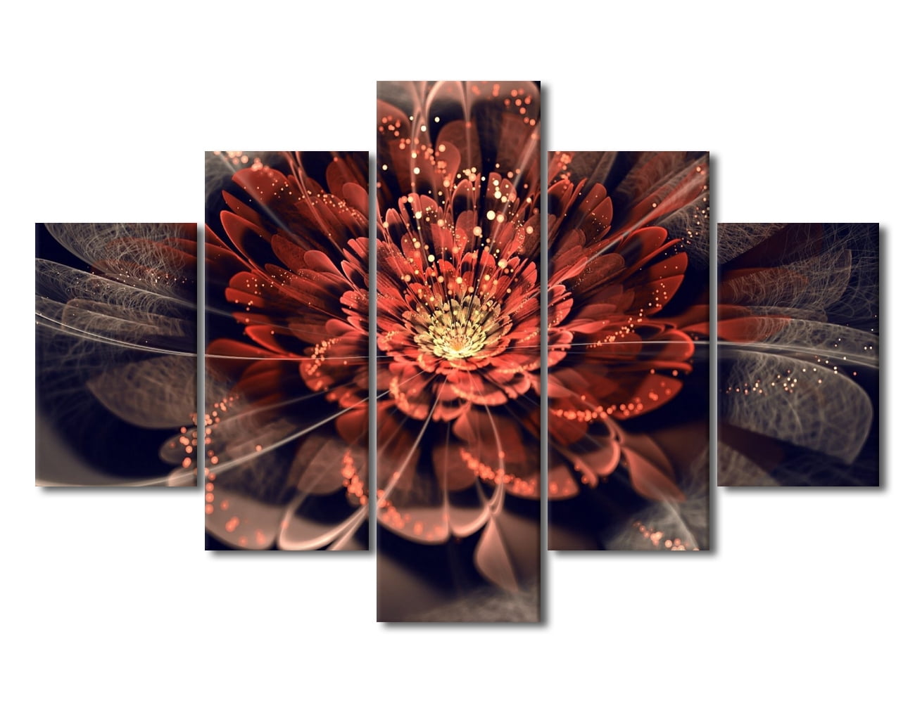 TISHIRON 5PCS Framed Canvas Wall Art Set,60"x40" Abstract Fractal ...