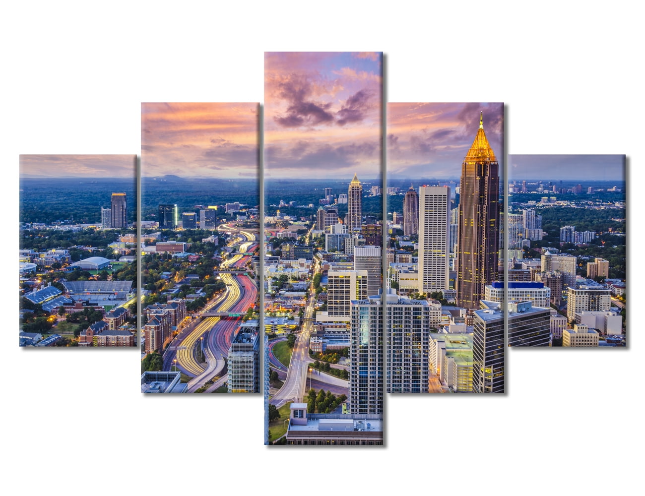 TISHIRON 5PCS Framed Canvas Wall Art Set,60"x40" Atlanta Panoramic ...