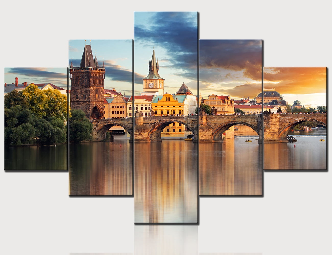 TISHIRON 5PCS Framed Canvas Wall Art Set,60"x40" Charles Bridge Canvas ...