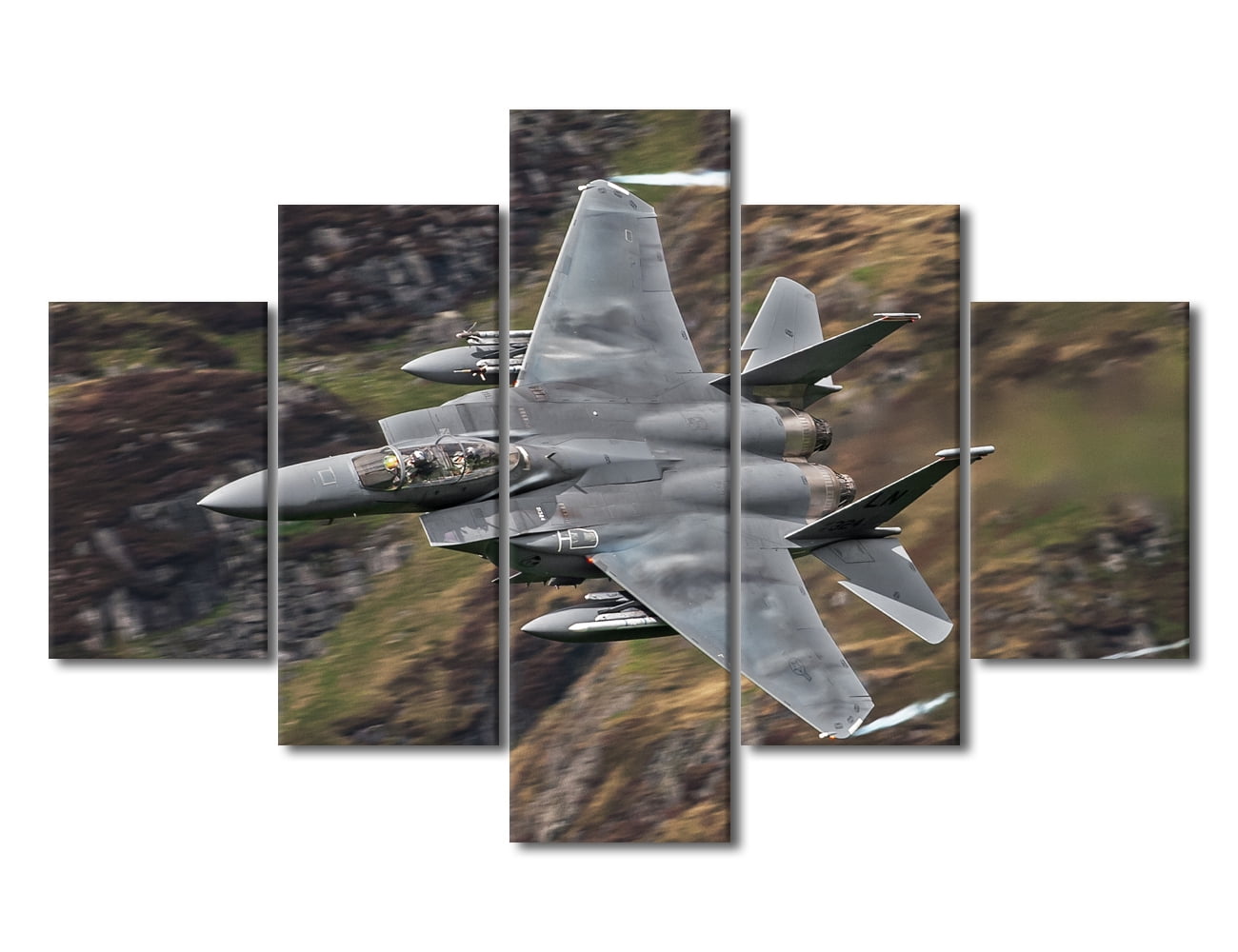 TISHIRON 5PCS Framed Canvas Wall Art Set,60"x40" F-15 Eagle Fighter Jet ...