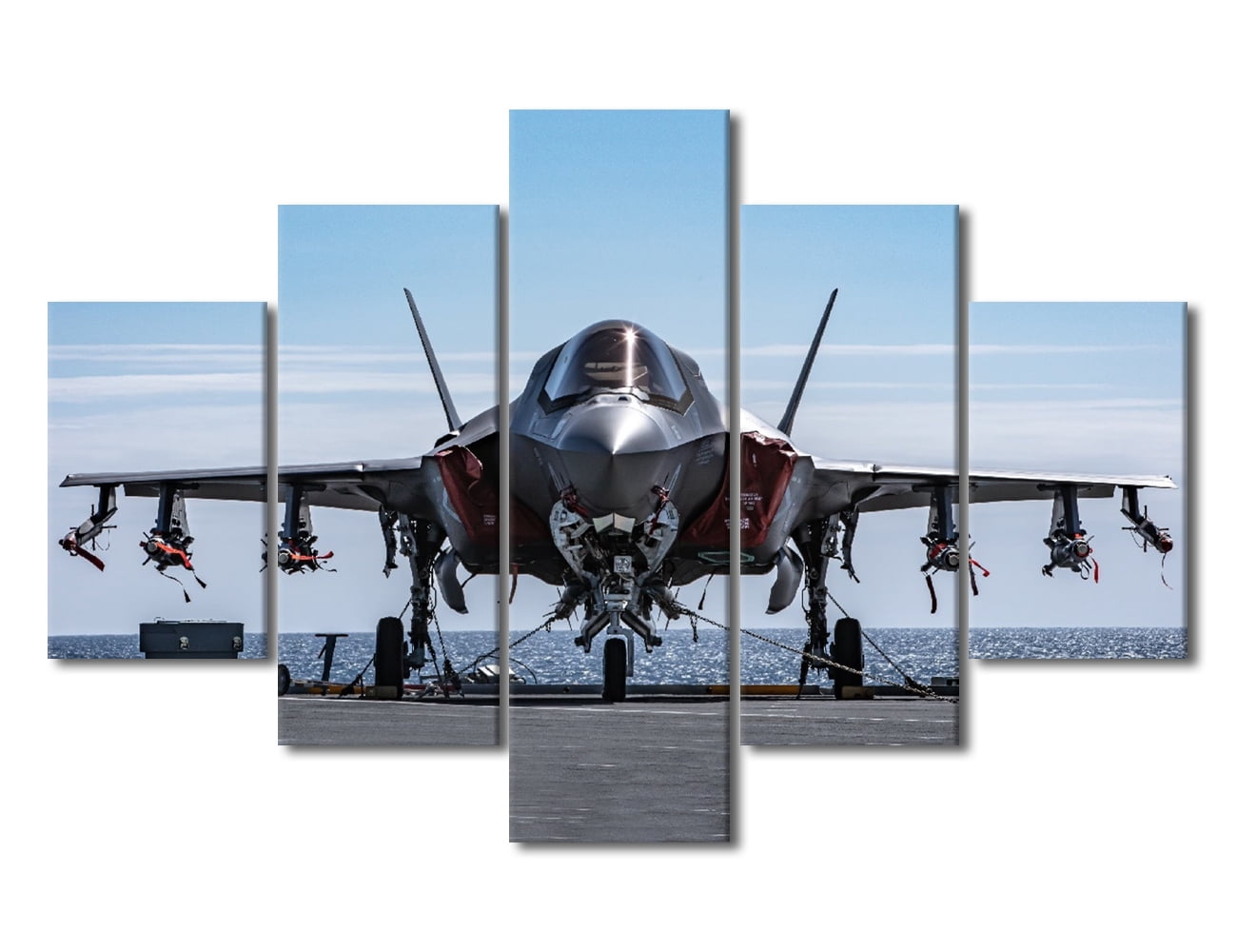 TISHIRON 5PCS Framed Canvas Wall Art Set,60"x40" F-35 Fighter Jet ...