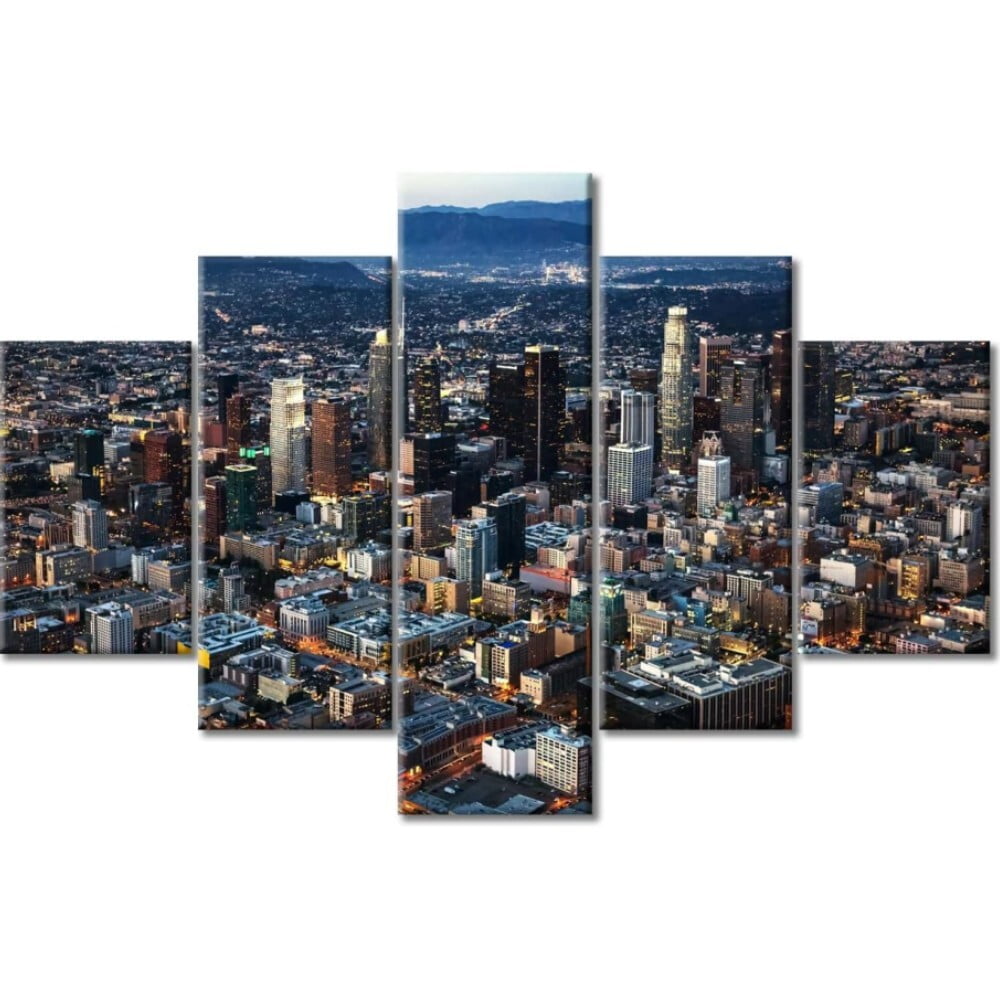 TISHIRON 5PCS Framed City Landscape Theme Canvas Wall Art Set,50"x24 ...