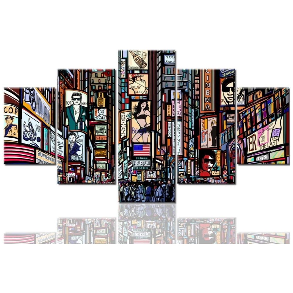 TISHIRON 5PCS Framed City Theme Canvas Wall Art Set,60"x32" American ...