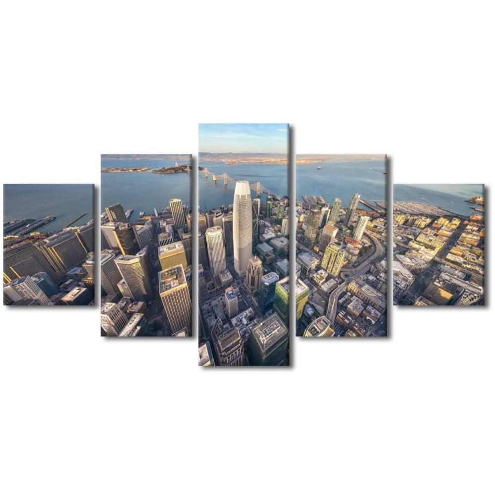 TISHIRON 5PCS Framed Cityscape Theme Canvas Wall Art Set,60"x32" San ...
