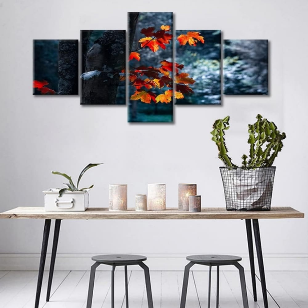 TISHIRON 5PCS Framed Fall Scenery Theme Canvas Wall Art Set,50"x24 ...