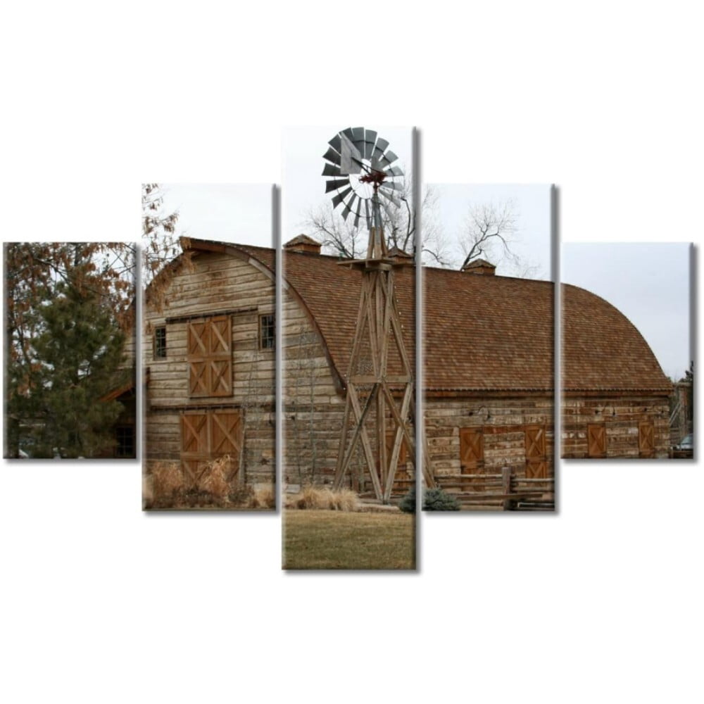 TISHIRON 5PCS Framed Farm Theme Canvas Wall Art Set,50"x24" Farm Shack ...