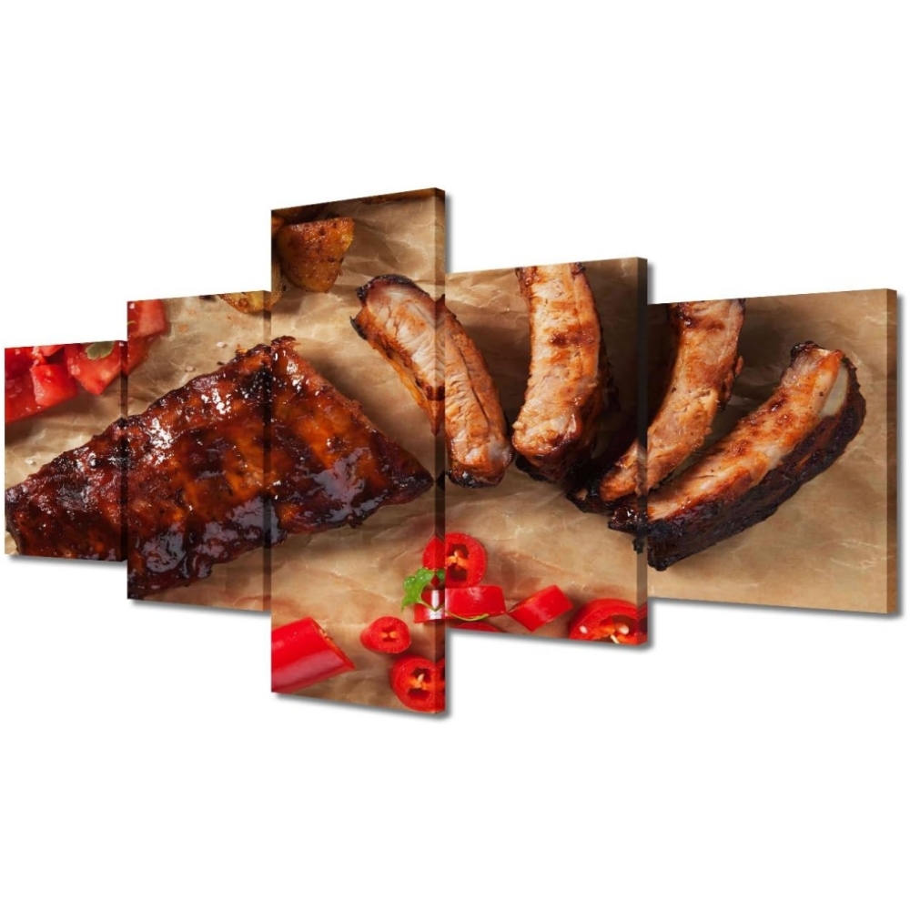 TISHIRON 5PCS Framed Food Theme Canvas Wall Art Set,50"x24" Delicious ...