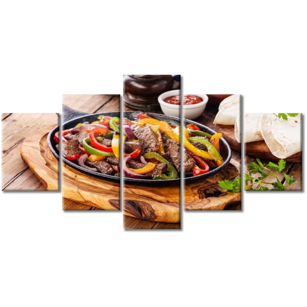 TISHIRON 5PCS Framed Food Theme Canvas Wall Art Set,60"x32" Beef ...