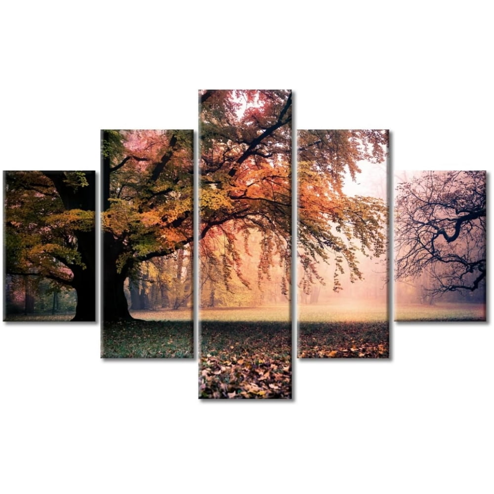 TISHIRON 5PCS Framed Forests Landscape Theme Canvas Wall Art Set,60"x40 ...