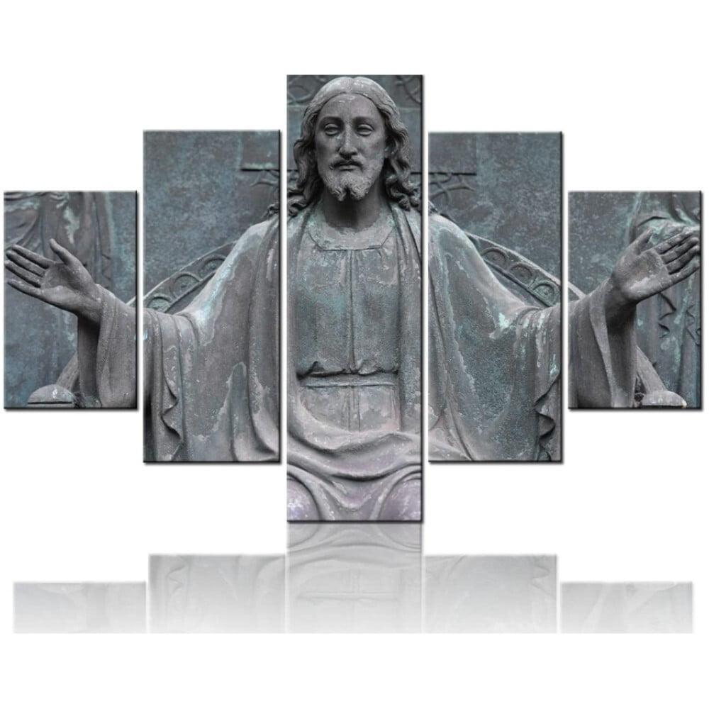 TISHIRON 5PCS Framed Jesus Canvas Wall Art Set,50"x24"Retro Stone ...