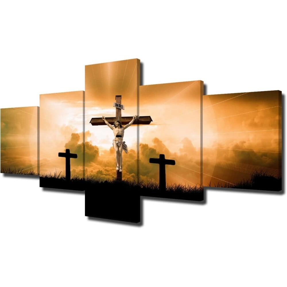 TISHIRON 5PCS Framed Jesus Canvas Wall Art Set,60"x32" Jesus Christ on ...