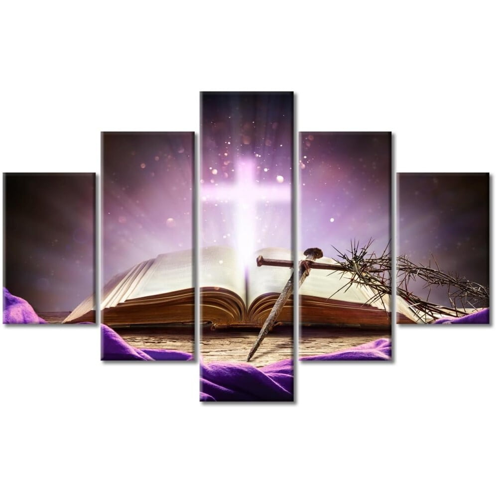 TISHIRON 5PCS Framed Jesus Cross Theme Canvas Wall Art Set,50"x24 ...