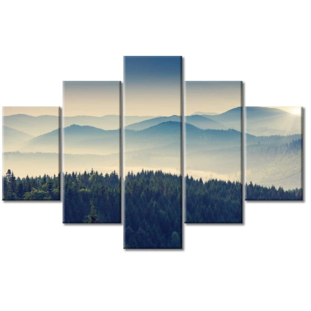 TISHIRON 5PCS Framed Landscape Theme Canvas Wall Art Set,60"x32" Fog ...