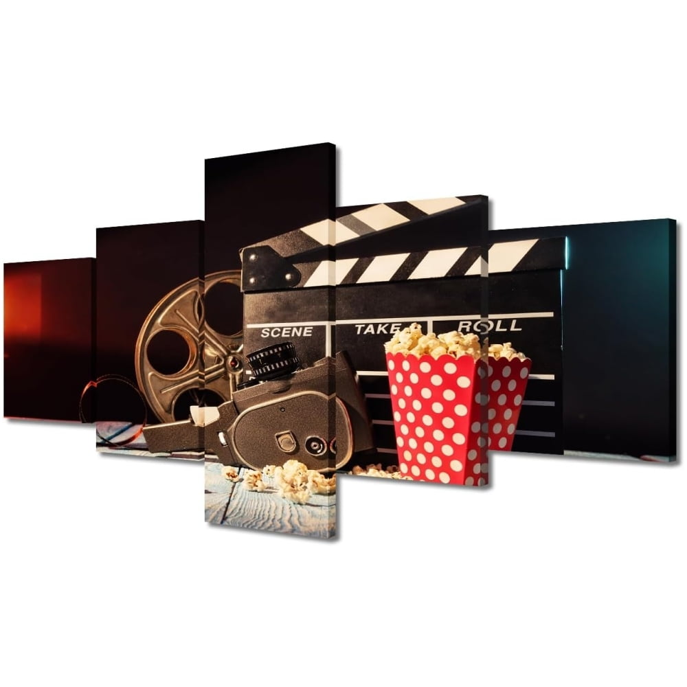 TISHIRON 5PCS Framed Movie Theater Theme Canvas Wall Art Set,50"x24 ...