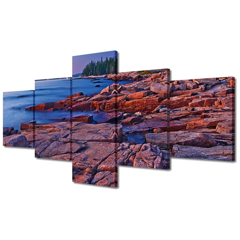 TISHIRON 5PCS Framed Natural Landscape Theme Canvas Wall Art Set,50"x24 ...