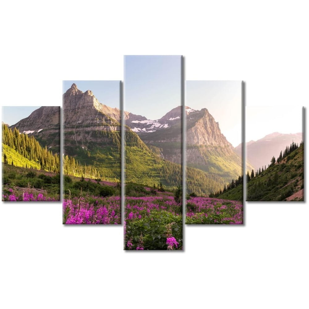 TISHIRON 5PCS Framed Natural Scenery Theme Canvas Wall Art Set,50"x24 ...