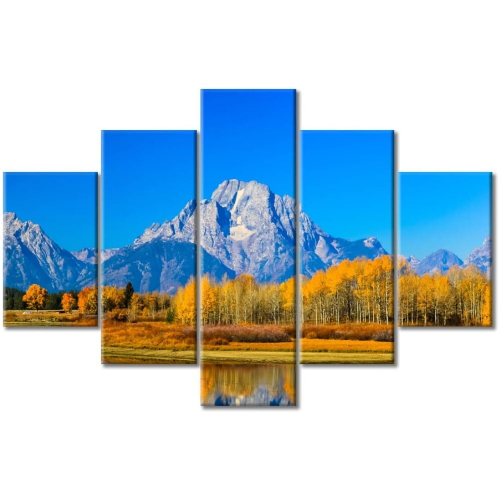 TISHIRON 5PCS Framed Natural Scenery Theme Canvas Wall Art Set,60"x32 ...