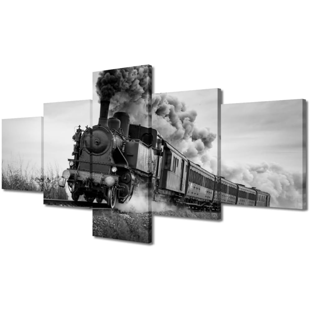 TISHIRON 5PCS Framed Steam TrainTheme Canvas Wall Art Set,50"x24 ...