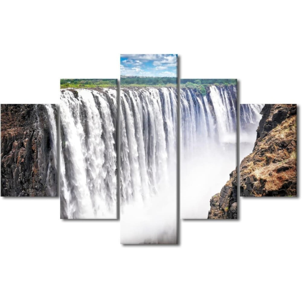 TISHIRON 5PCS Framed Waterfalls Theme Canvas Wall Art Set,50"x24" River ...