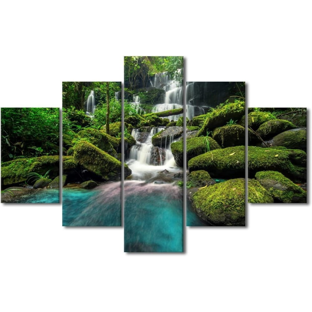 TISHIRON 5PCS Framed Waterfalls Theme Canvas Wall Art Set,50"x24 ...