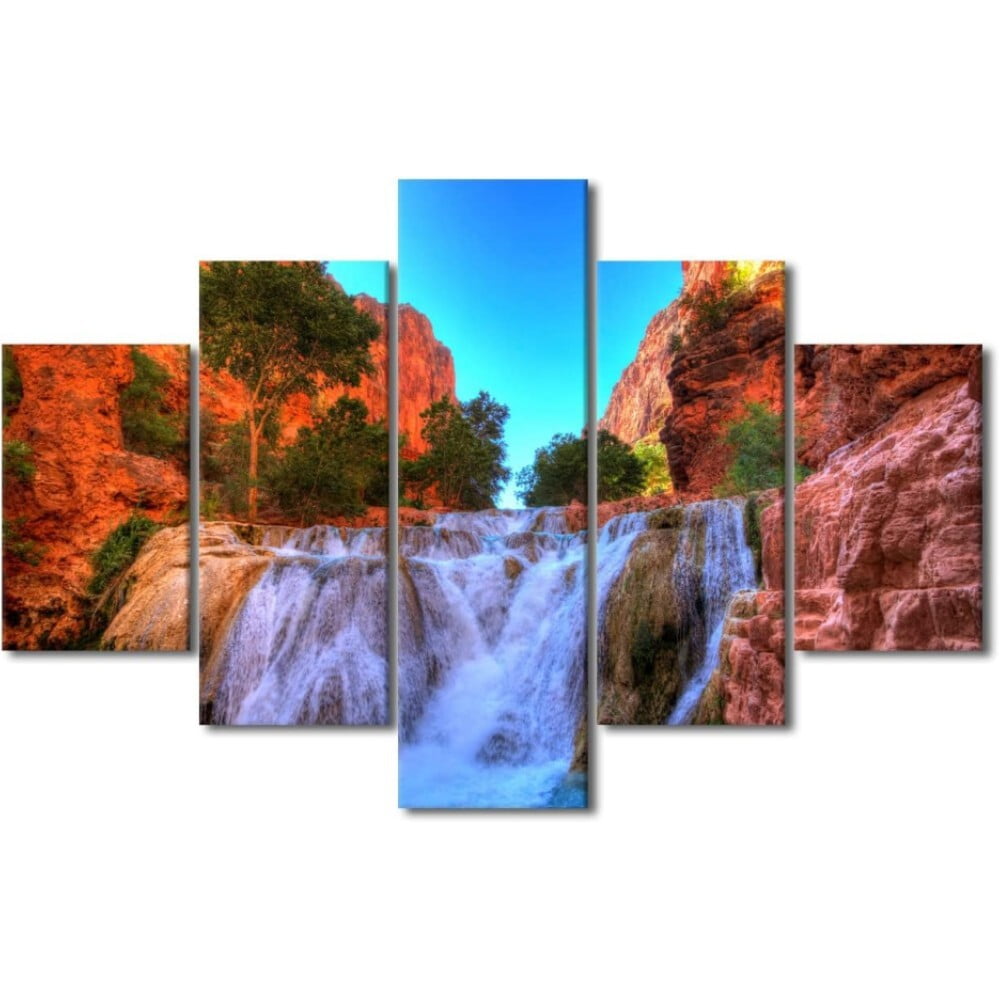 TISHIRON 5PCS Framed Waterfalls Theme Canvas Wall Art Set,50"x24 ...