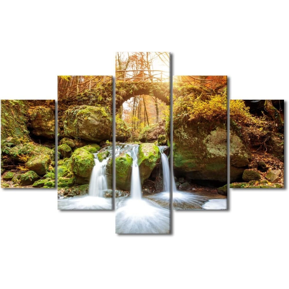 TISHIRON 5PCS Framed Waterfalls Theme Canvas Wall Art Set,50"x24 ...