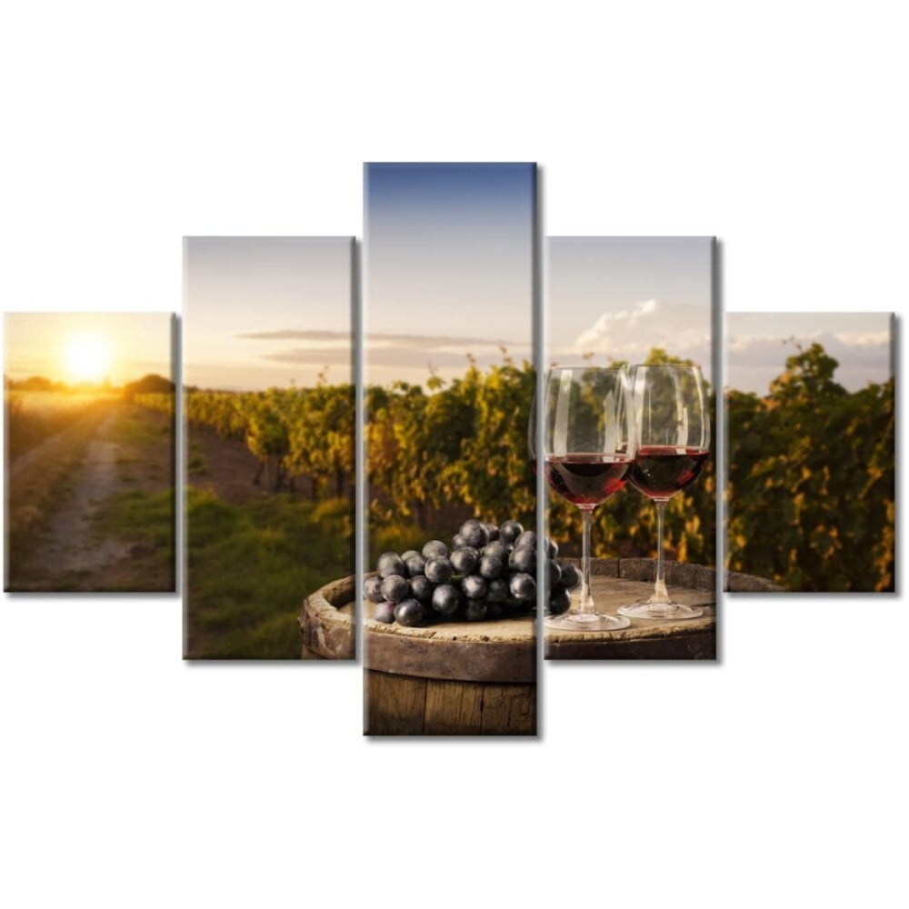 TISHIRON 5PCS Framed Wine Theme Canvas Wall Art Set,60"x32" Red Wine ...