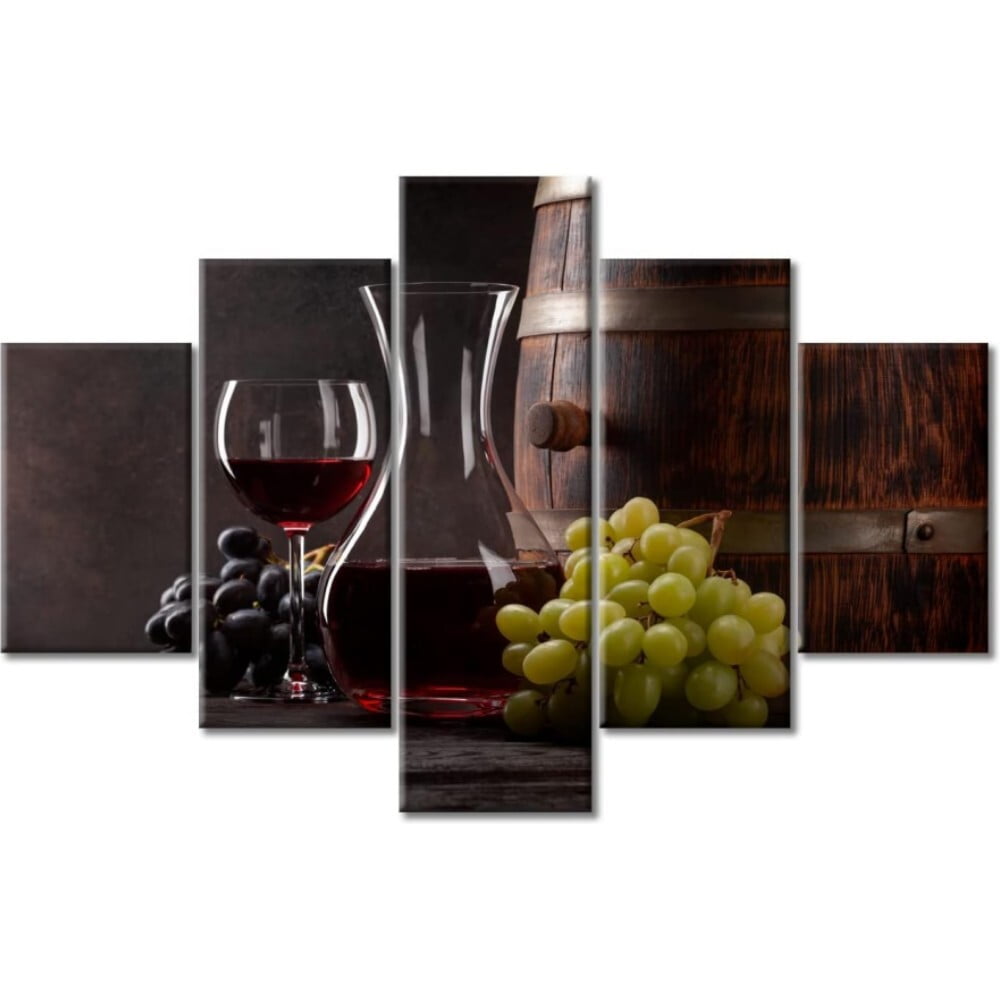 TISHIRON 5PCS Framed Wine Theme Canvas Wall Art Set,60"x40" Wine Restaurant Wine Tasting Wall ...