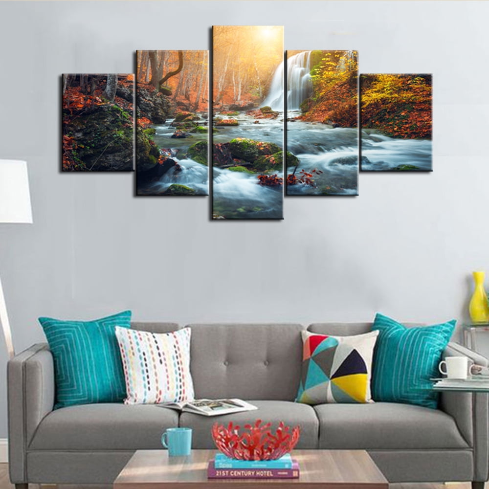 TISHIRON 5PCS Framed landscape theme Canvas Wall Art Set,60"x32 ...