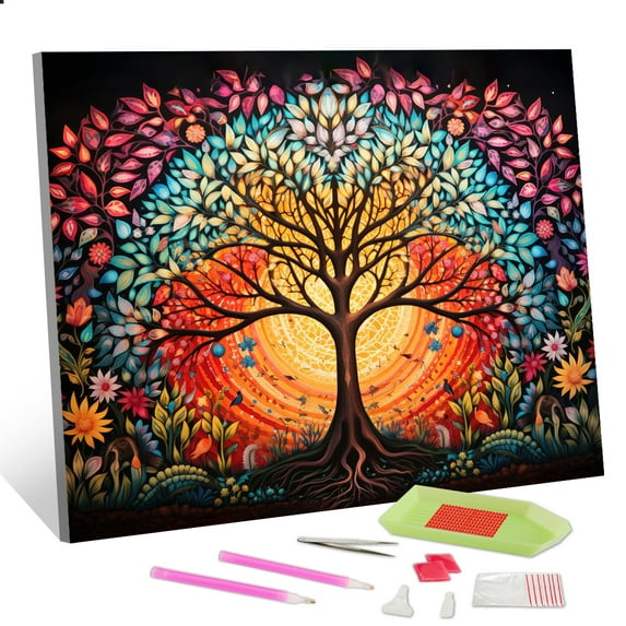TISHIRON Diamond Art Painting Kits,12x16 inch 5D DIY Colorful Trees ...