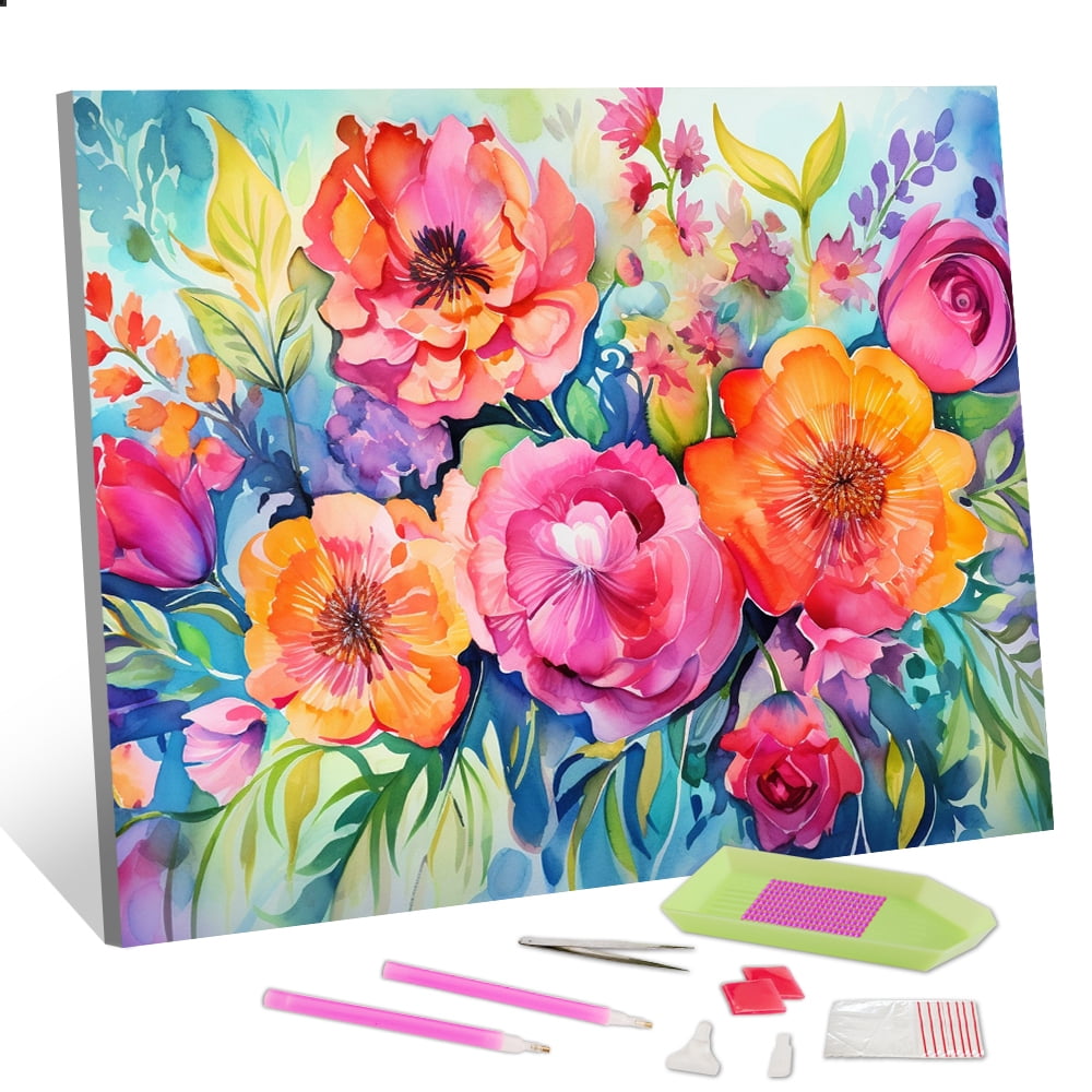 TISHIRON Colourful Flowers Diamond Art Painting Kit - Walmart.com
