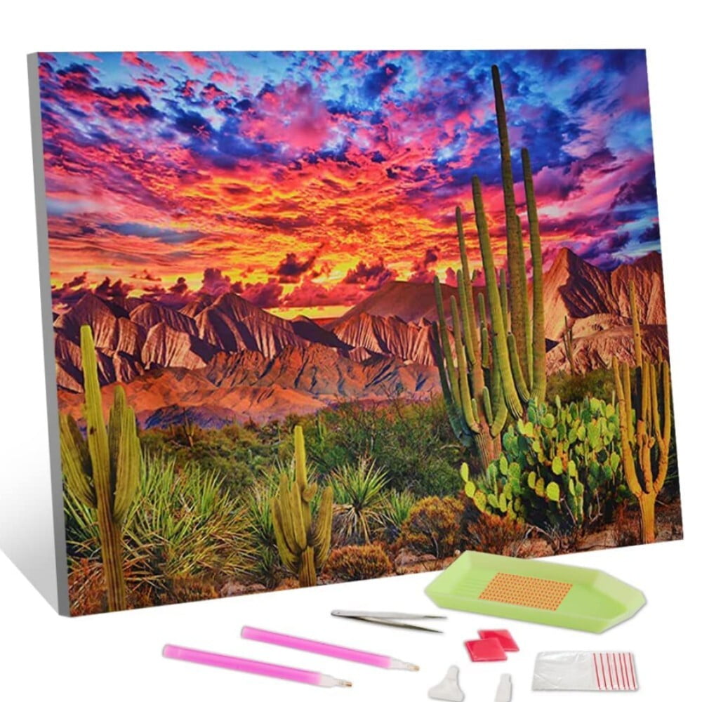 TISHIRON Diamond Art Painting Kits,12x16 inch 5D DIY Desert Cactus ...