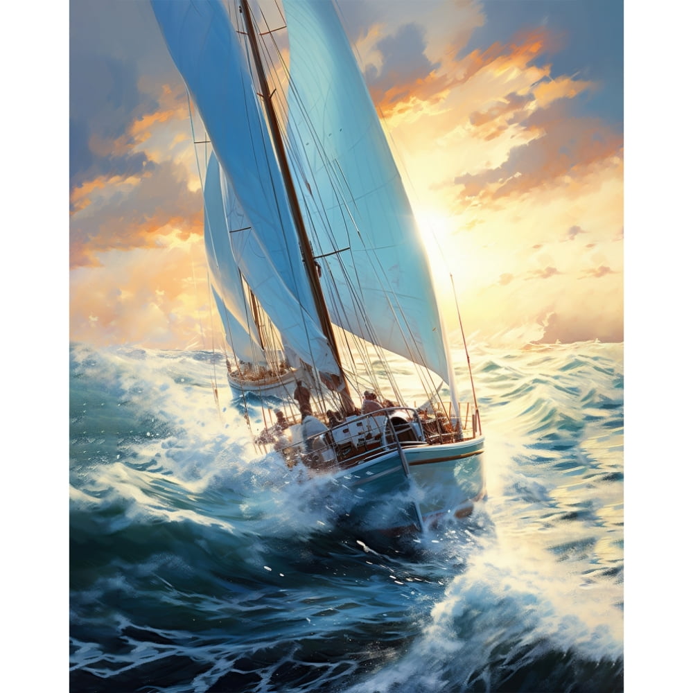 TISHIRON Diamond Art Painting Kits,12x16 inch 5D DIY Maritime Sailing ...