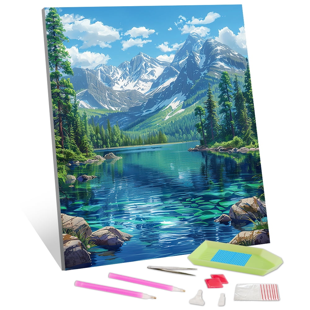 TISHIRON Diamond Art Painting Kits,12x16 inch 5D DIY Mountain and Lake ...