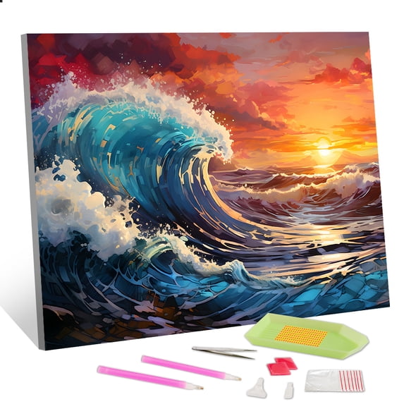 TISHIRON Diamond Art Painting Kits,12x16 inch 5D DIY Sea Wave Diamond ...