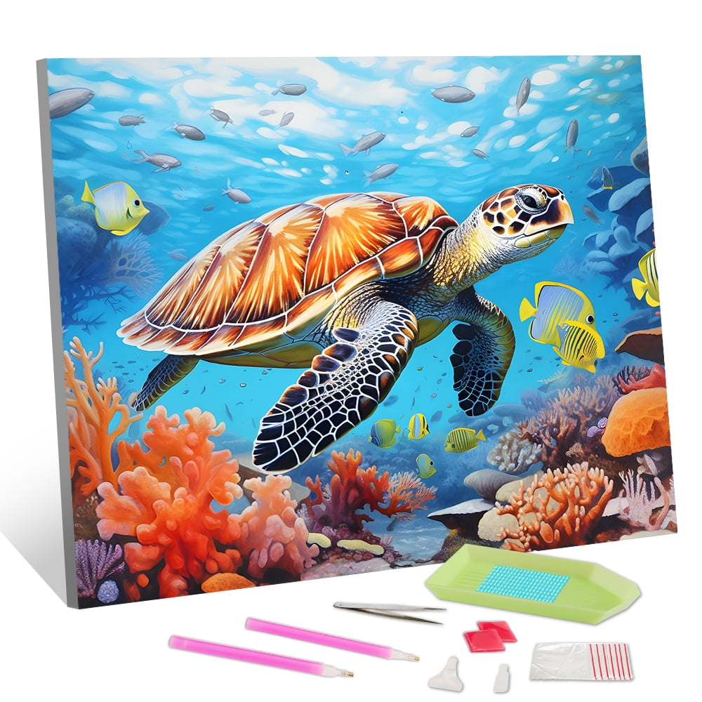 TISHIRON Diamond Art Painting Kits,12x16 inch 5D DIY Turtles Diamond ...