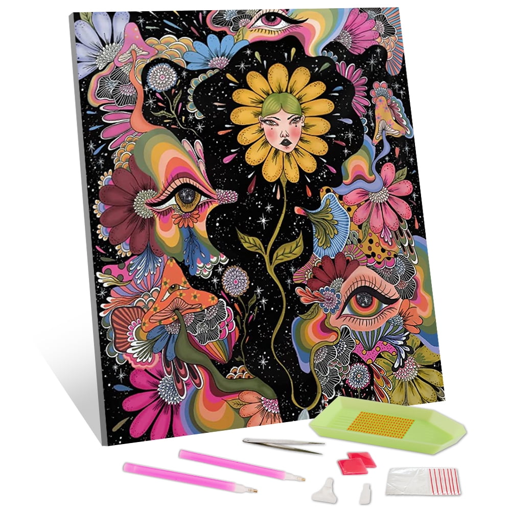 TISHIRON Diamond Painting Kits,12x16 inch 5D DIY Hippie Eyes Colorful ...