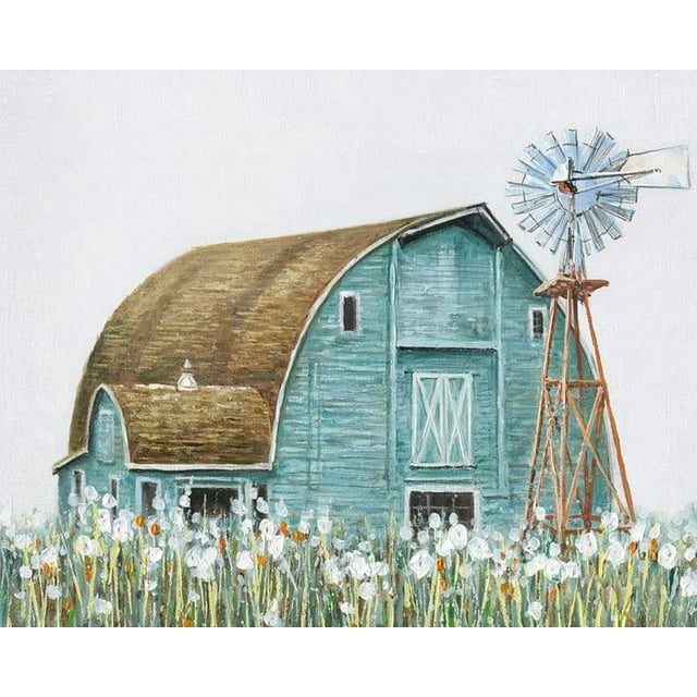 TISHIRON Acrylic Paint by Numbers Kit, 16x20 inch, Teal Barn Color ...