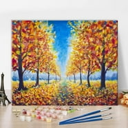 TISHIRON Paint by Numbers for Adults,16x20 inch Canvas Wall Art Blooming Gold Flower Oil ...