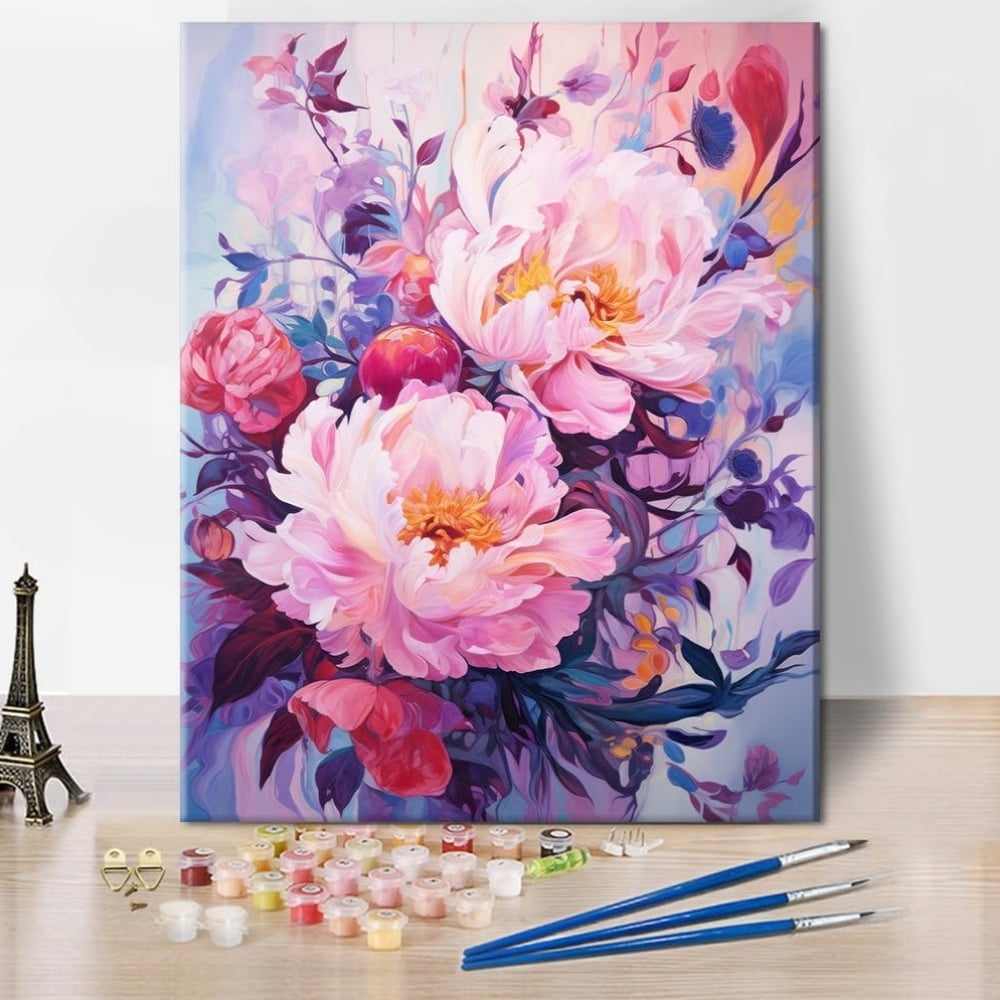 TISHIRON Paint by Numbers for Adults,16x20 inch Canvas Wall Art Bouquet ...