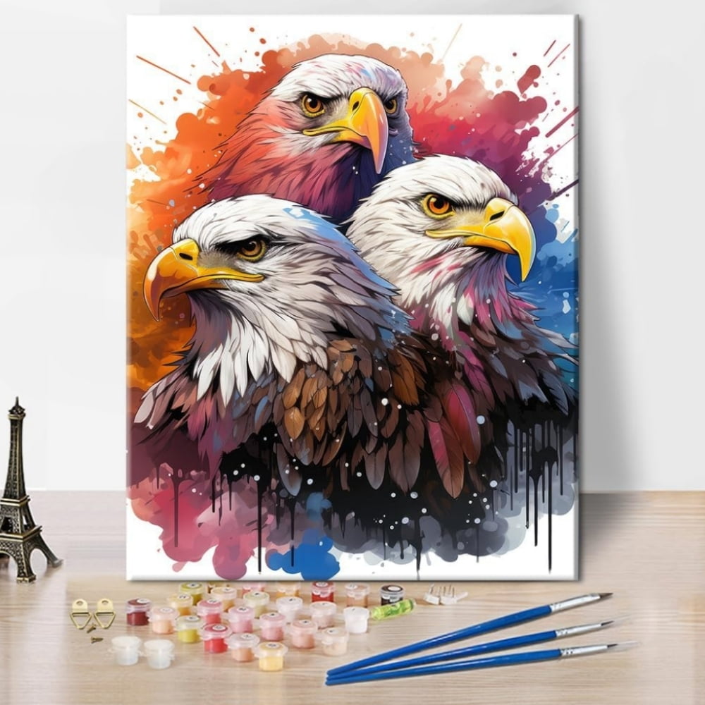 TISHIRON Paint by Numbers for Adults,16x20 inch Canvas Wall Art Eagle ...