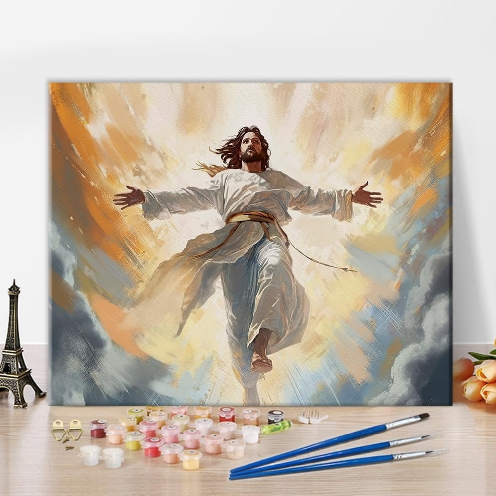 TISHIRON Christian Paint by Numbers Kit, 16x20 inch Canvas, Jesus Oil ...
