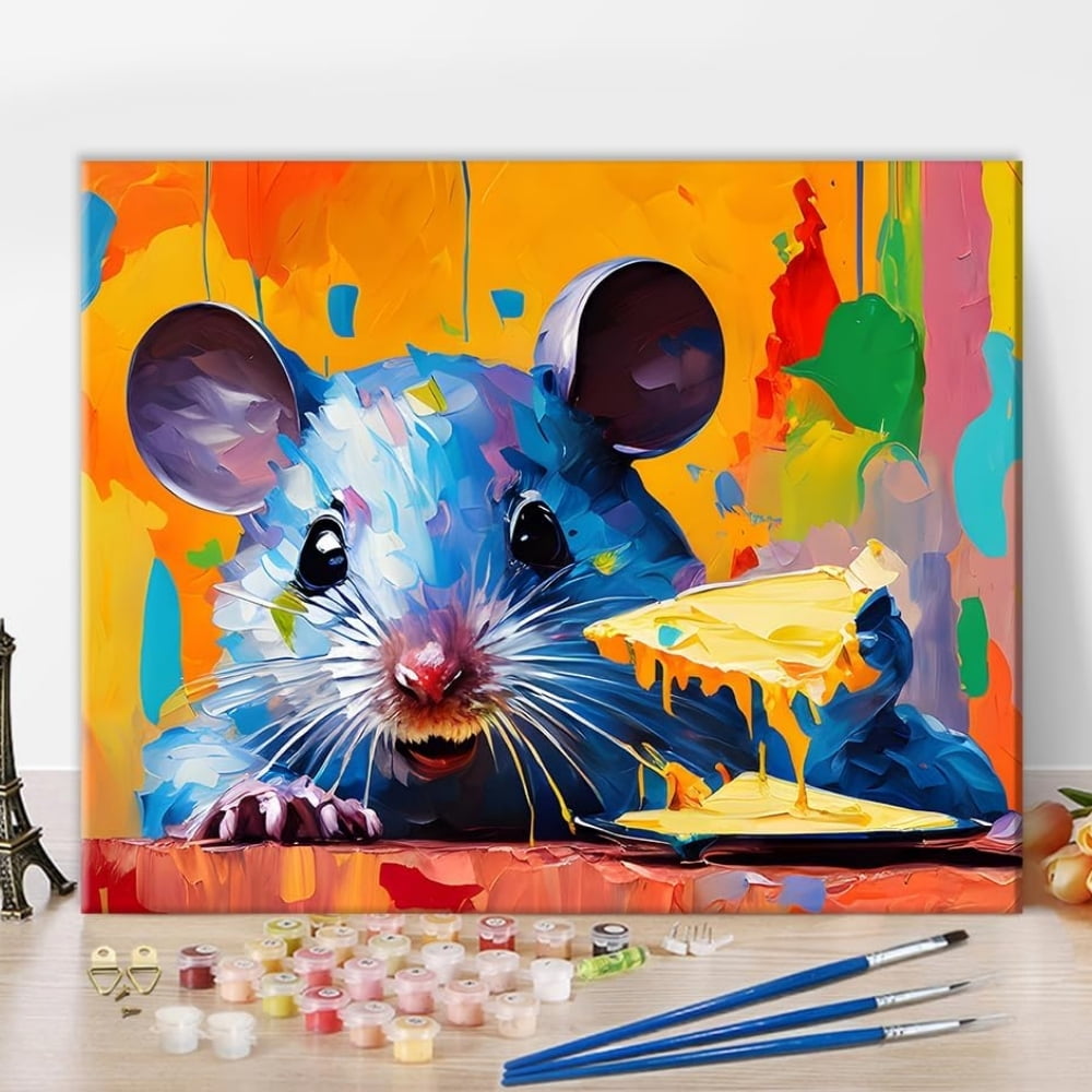 TISHIRON Paint by Numbers for Adults,16x20 inch Canvas Wall Art Mouse ...